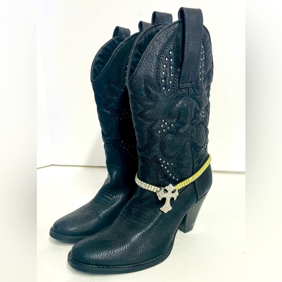 Very Volatile | Shoes | Very Volatile Western Black Jewel Charm Boots ...